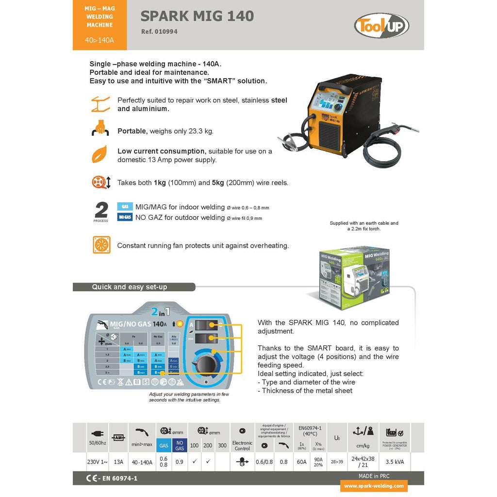 Ηλεκτροκόλληση Mig (Argon) Spark Mig 140 - 400,00€ - 6 άτοκες – e ...